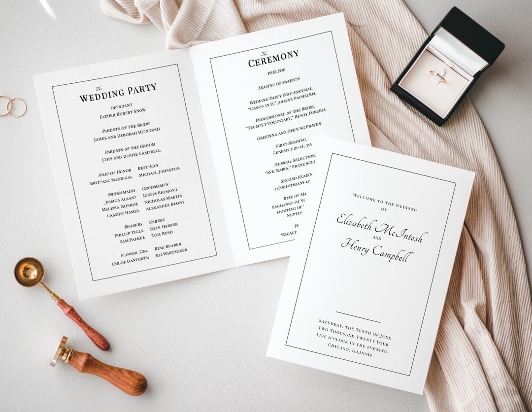 Wedding Pamphlet Template, Religious Wedding Program Template, Elegant ...