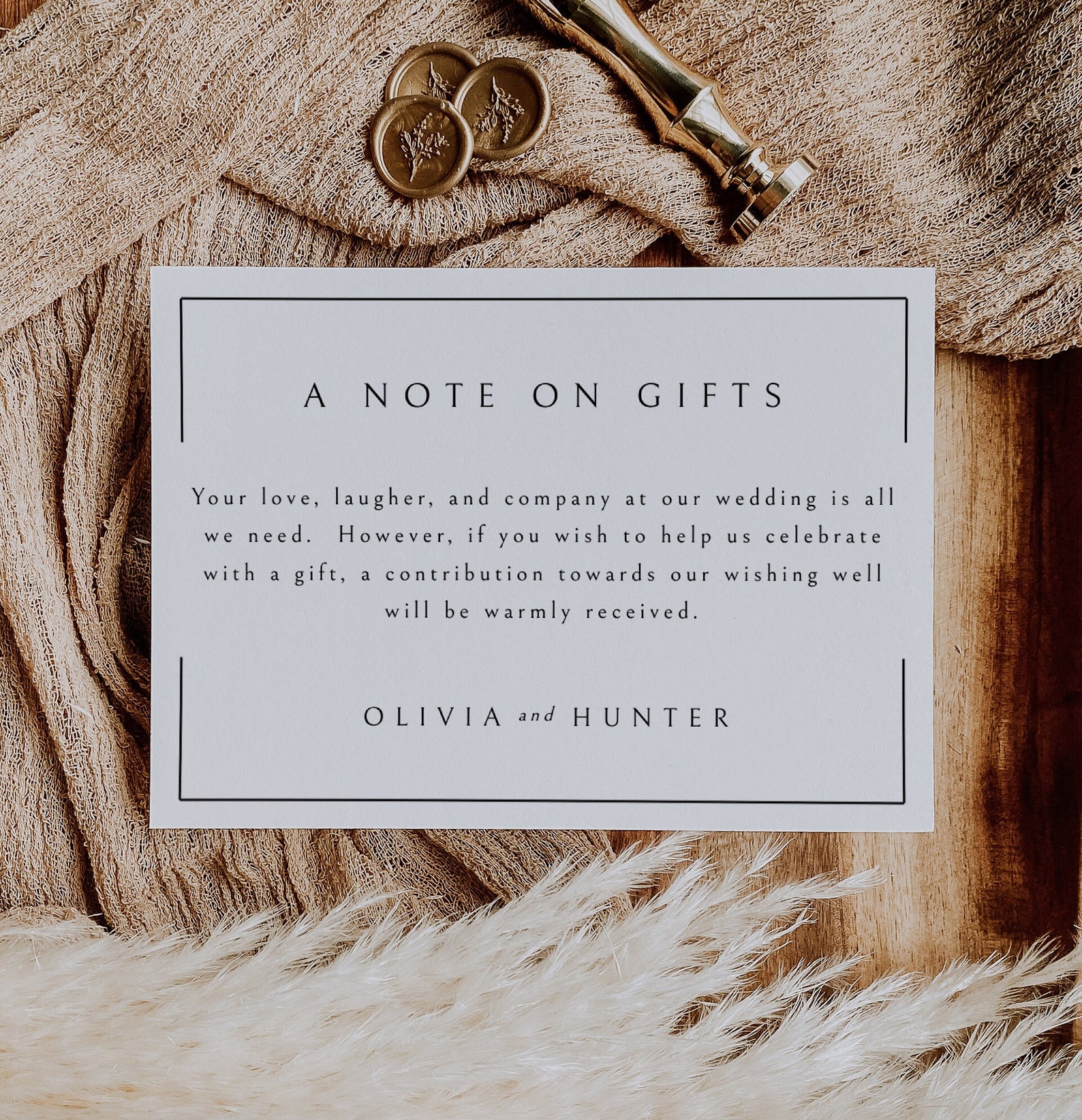 A Note on Gifts Wedding Invitation Enclosure Card Template, Honeymoon ...