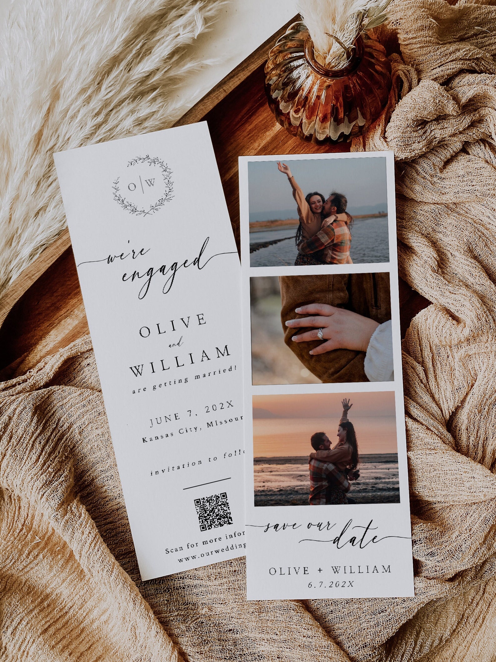 Save the Date Photo Strip, Save the Date Photo and QR Code, Save the ...