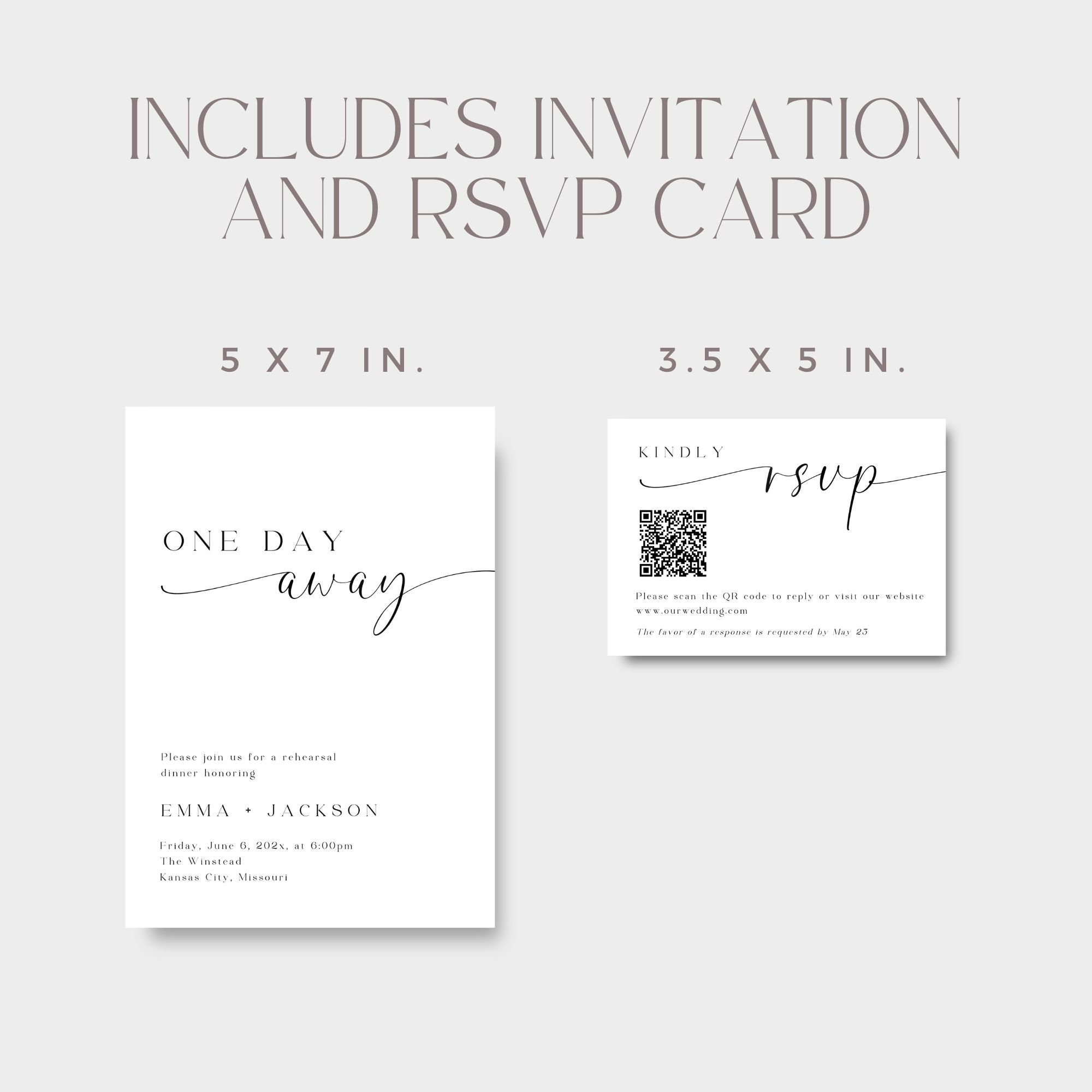 One Day Away Rehearsal Dinner Invitation Template, Rehearsal Dinner ...