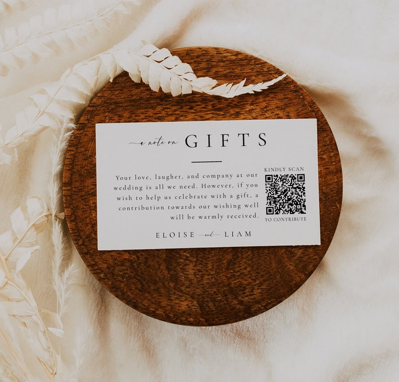 Note on Gifts Card Template, QR Code Registry, Custom Invitation ...