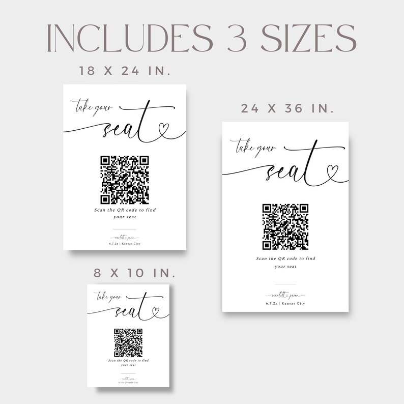 Seating Chart With QR Code, Wedding Seating Plan Sign, Take Your Seat ...