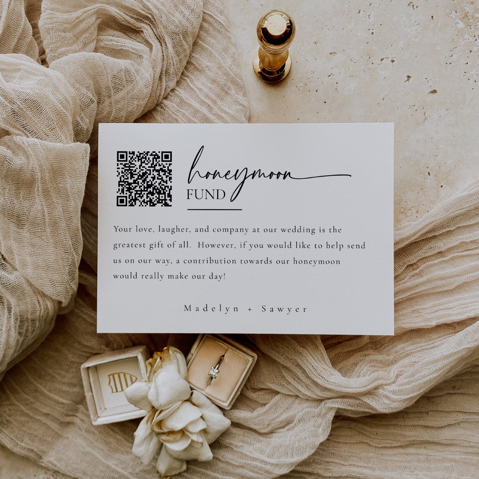 Honeymoon Fund With QR Code, Honeymoon Fund Card Insert, Wedding ...
