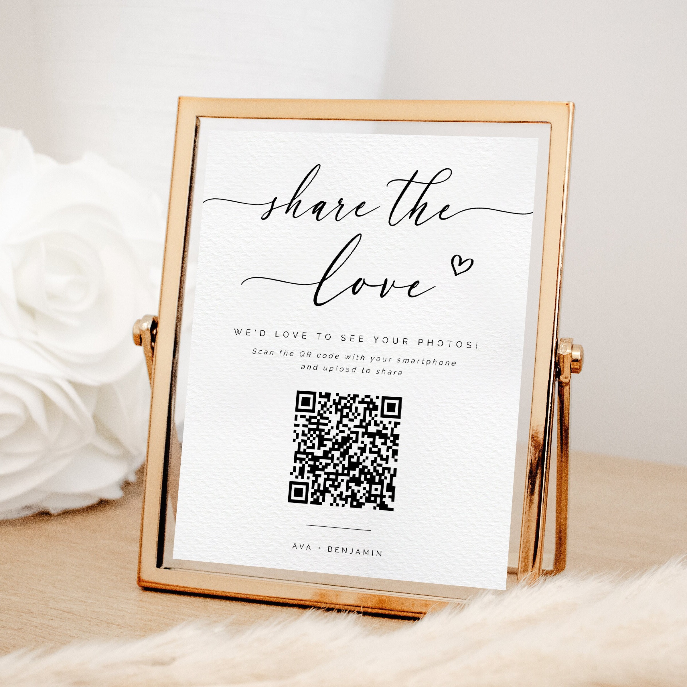 QR Code Wedding Photo Album, QR Code Wedding Photos Sign, Share the ...