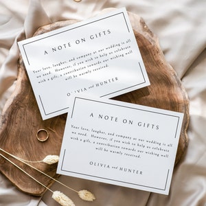 A Note on Gifts Wedding Invitation Enclosure Card Template, Honeymoon ...