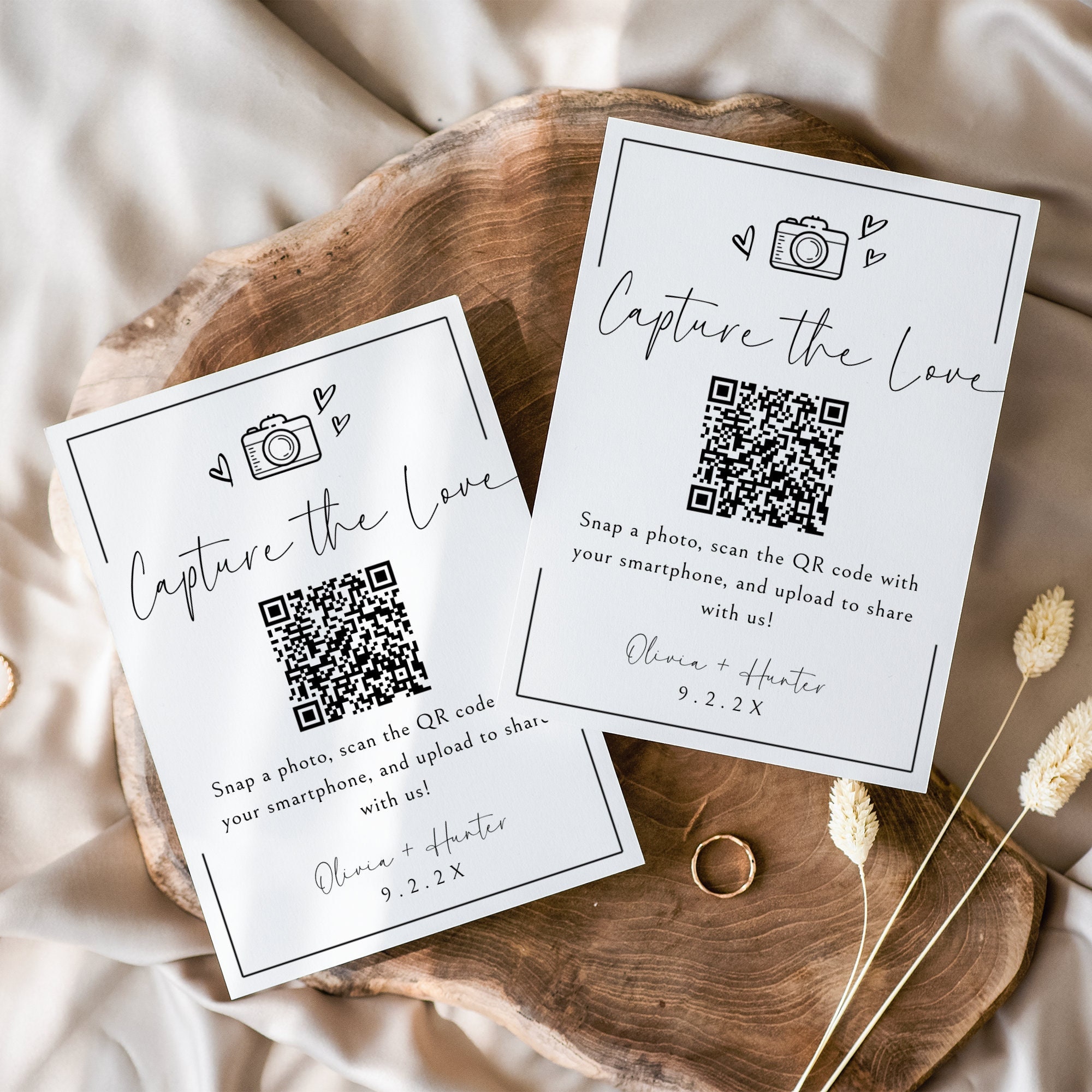 Capture the Love QR Code Wedding Card, QR Code Photo Album, Guest ...