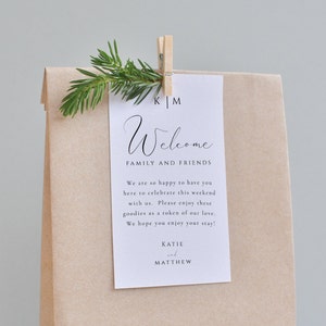 Welcome Bag Tags Modern, Destination Wedding Welcome Bag Tag, Monogram ...