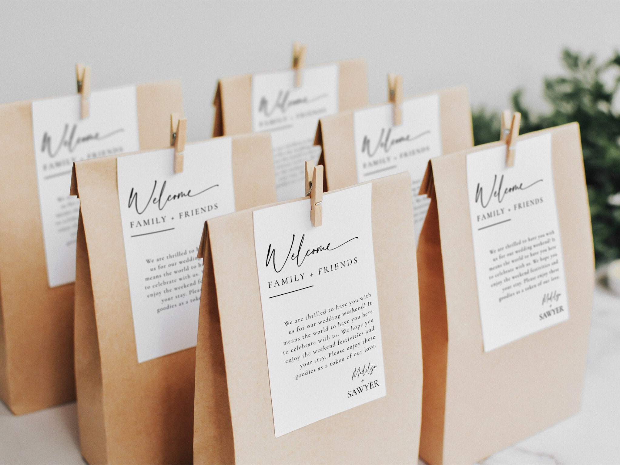 Welcome Bag Tags Modern, Welcome Letter and Timeline Card, Destination ...