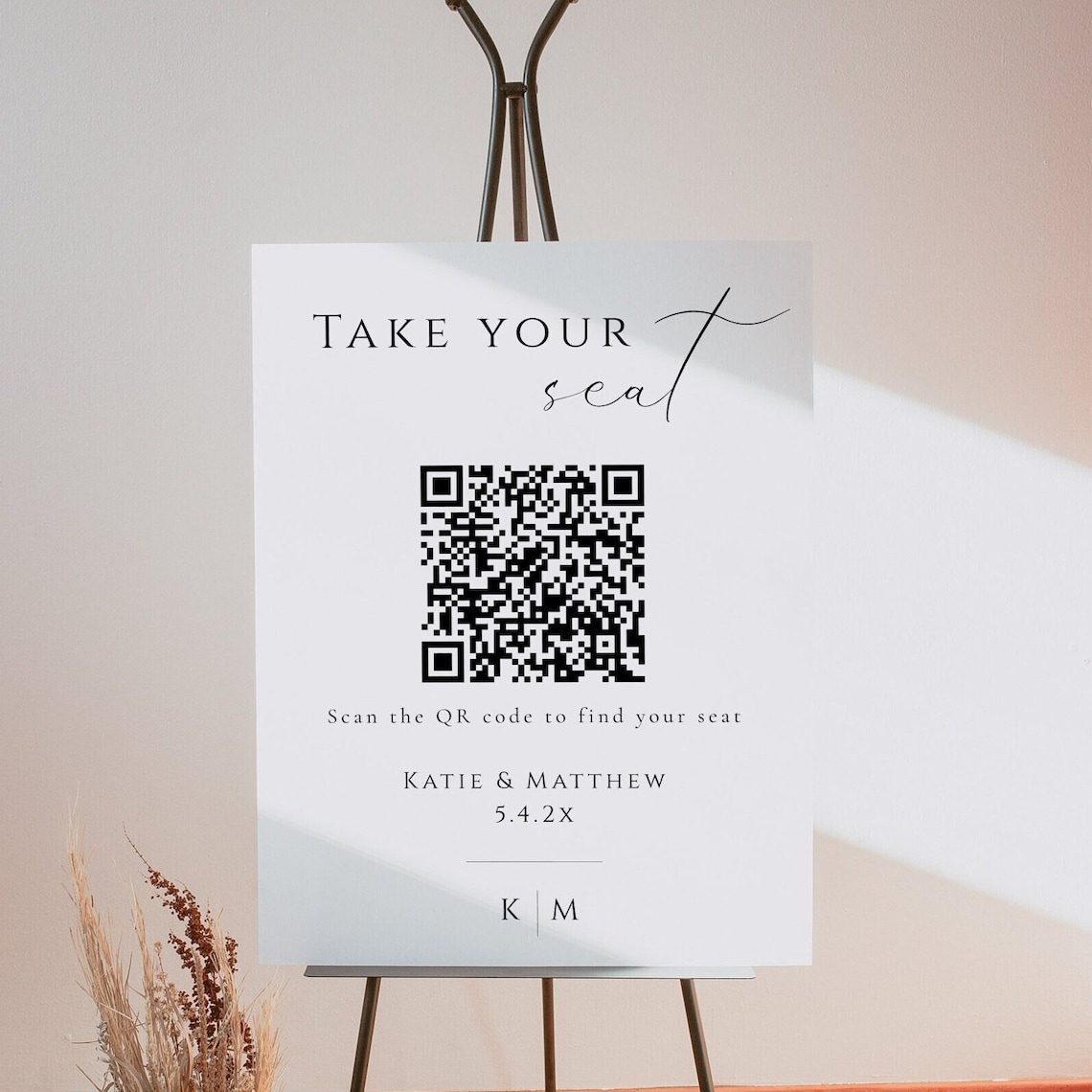 Seating Chart QR Code, QR Code Wedding Seating Chart, Take Your Seat ...
