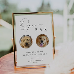 Open Bar Pet Wedding Sign, Open Bar Sign With Dog, Signature Cocktail ...