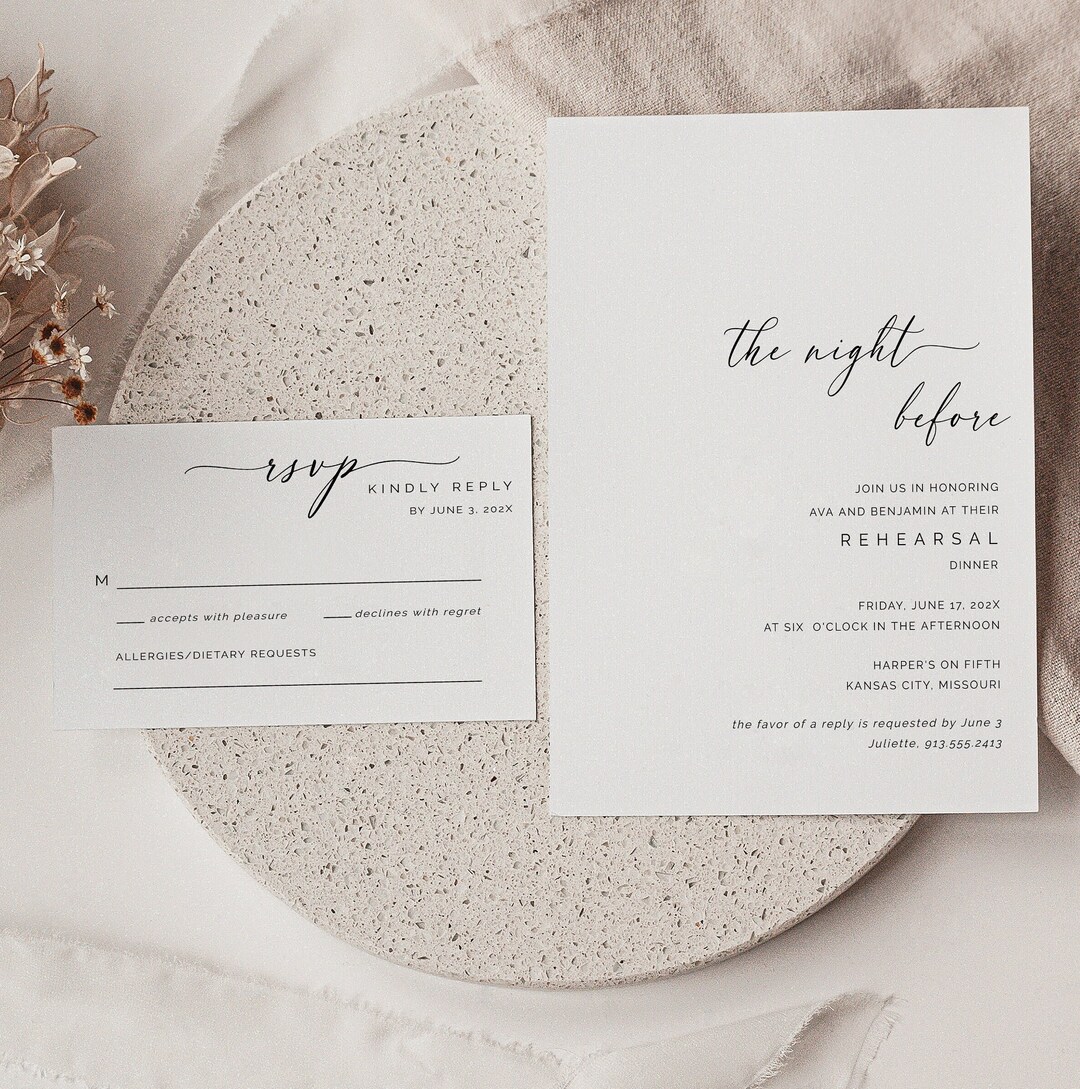 Rehearsal Dinner Invitation With RSVP Card, Rehearsal Dinner Invite and ...