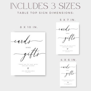 Simple Cards and Gifts Sign, Minimalist Gift Table Sign, Modern Wedding ...