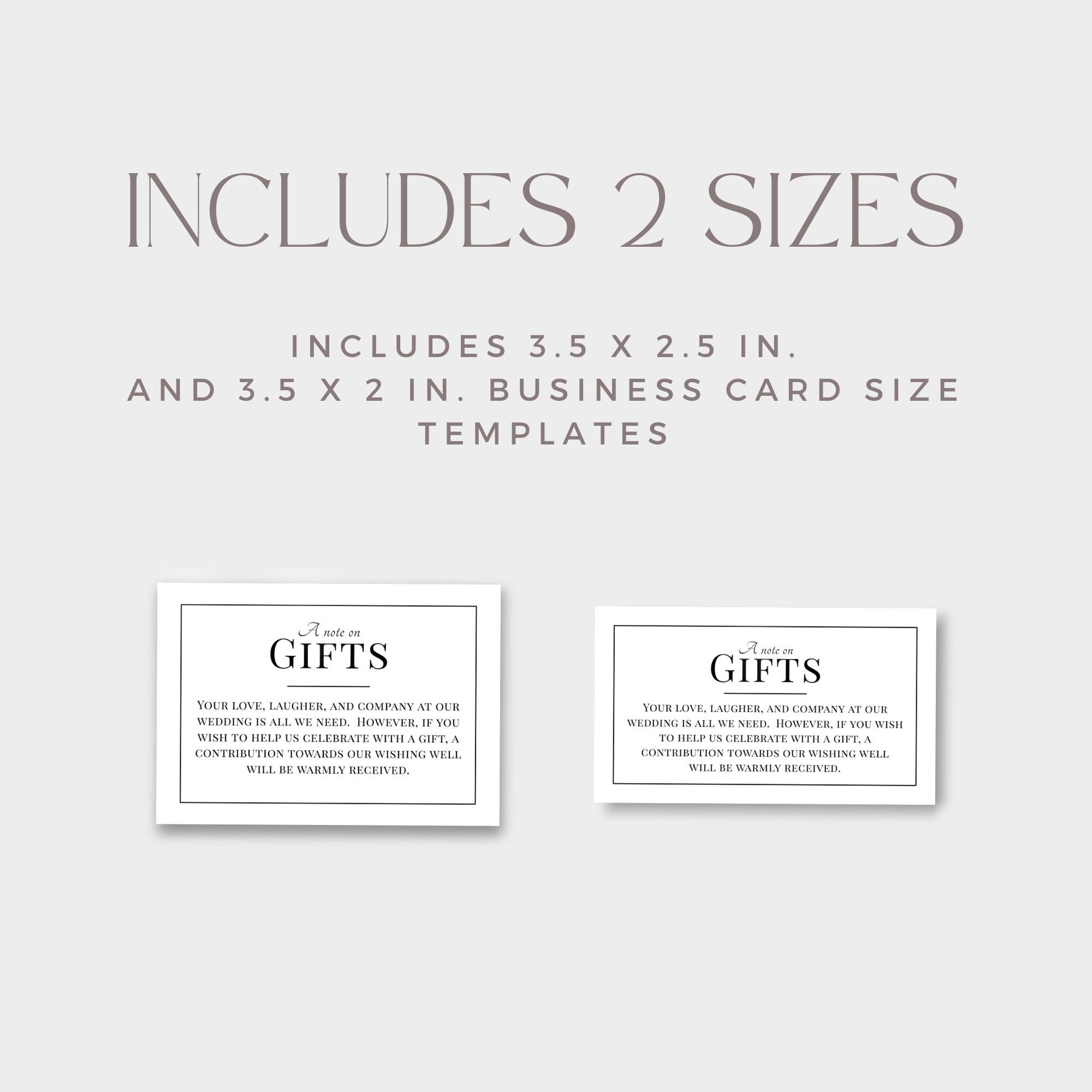 A Note on Gifts Wedding Invitation Enclosure Card Template, Wishing ...