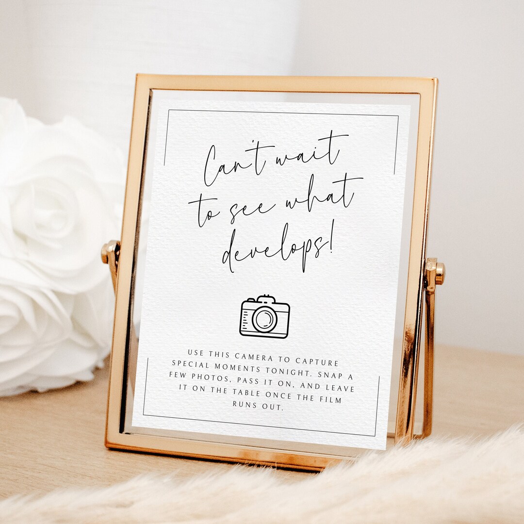 Disposable Camera Wedding Sign, Modern Wedding Album Template, Can't ...