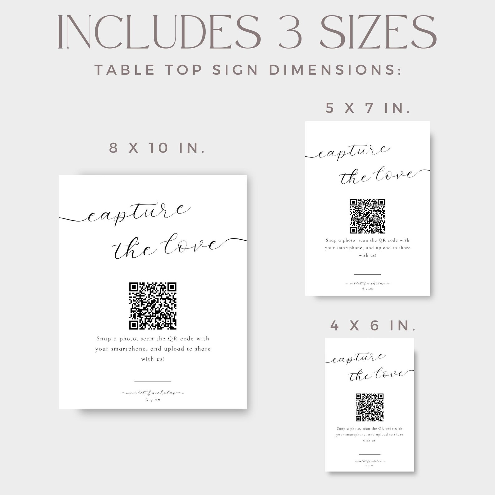 Capture the Love QR Code Wedding Sign, QR Code Photo Album Sign, QR ...