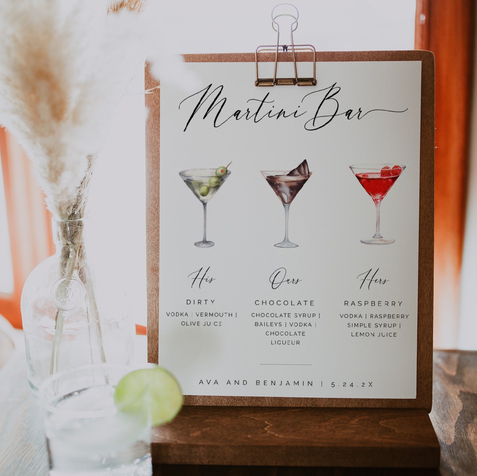 Martini Bar Menu, Minimalist Drink Menu, Digital Bar Menu Template ...
