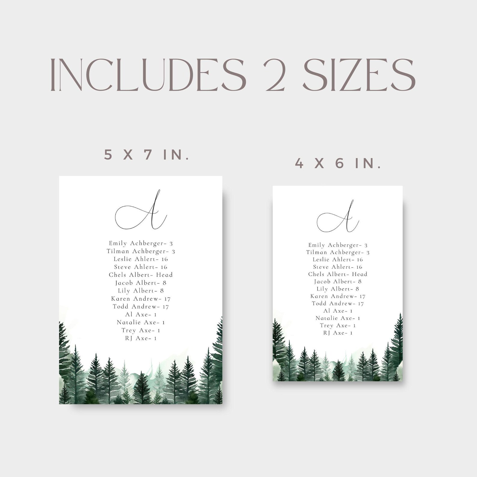 Mountain Wedding Seating Chart Template, Alphabetical Seating Chart ...