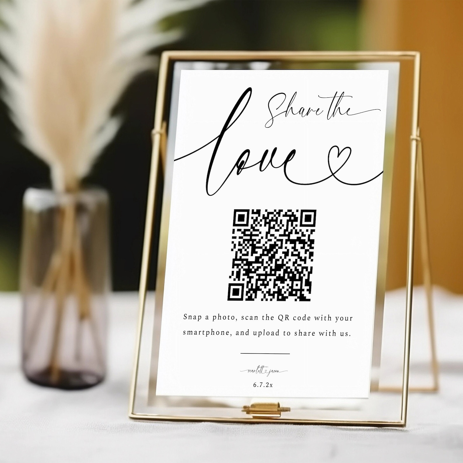 Share the Love QR Code Sign Template, QR Code Wedding Photo Album ...
