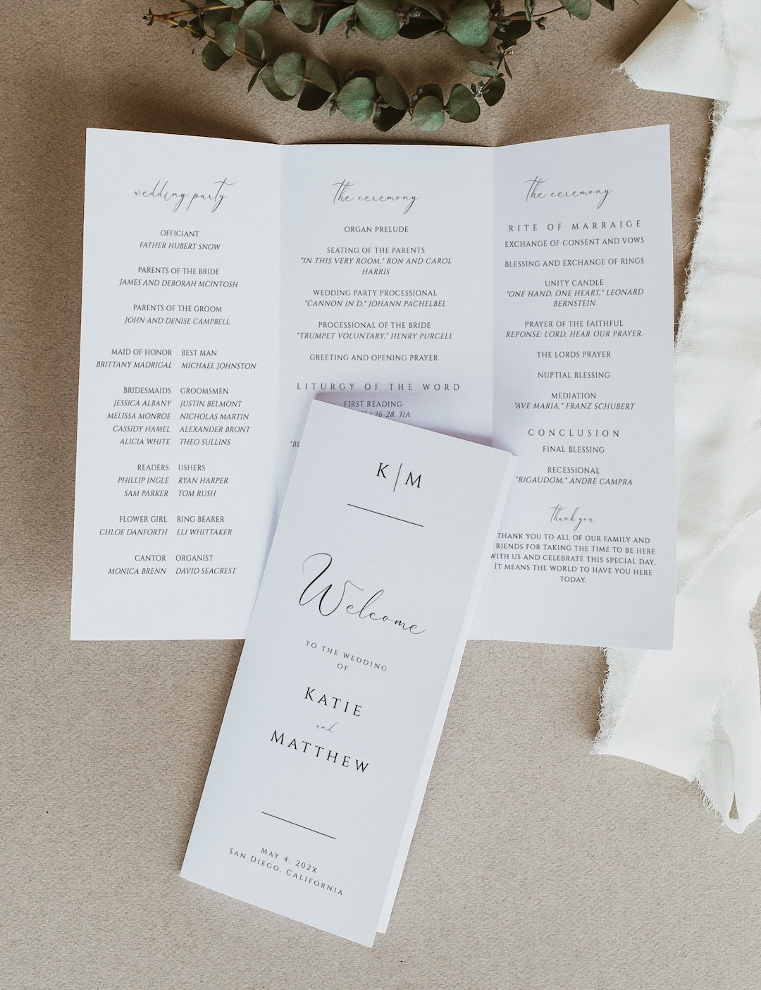 Tri Fold Wedding Program Template, Christian Wedding Program, Wedding ...