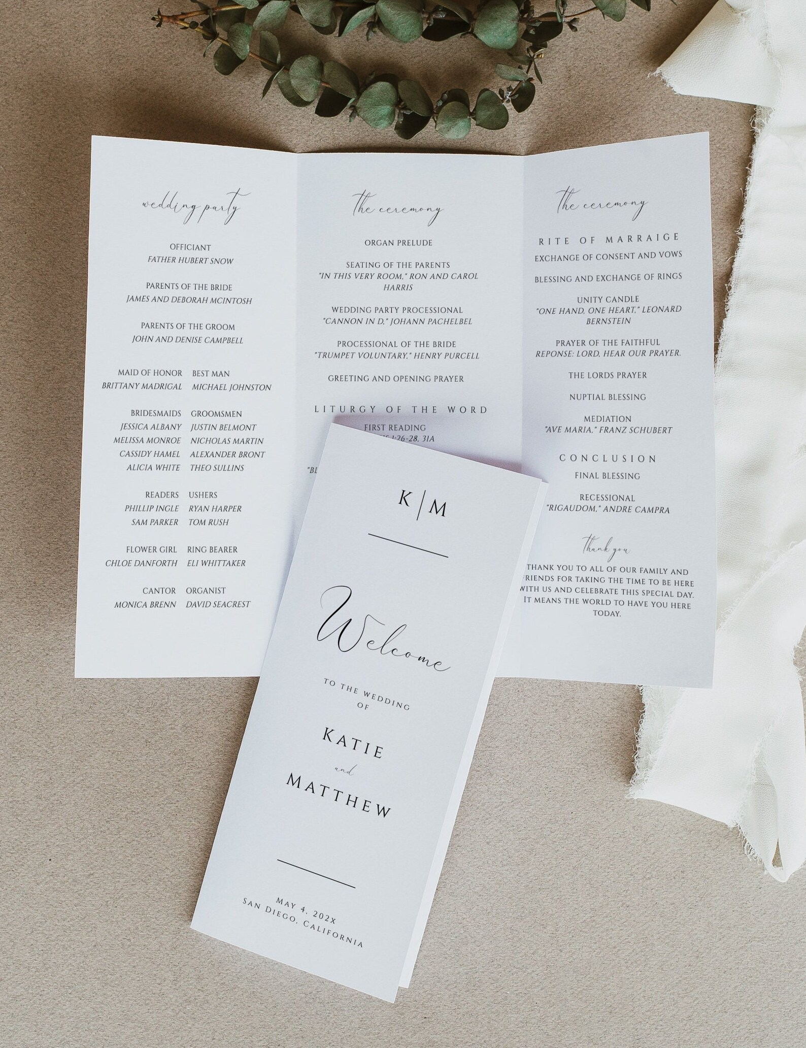 Tri Fold Wedding Program Template, Christian Wedding Program, Wedding ...