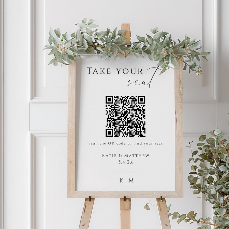 Seating Chart QR Code, QR Code Wedding Seating Chart, Take Your Seat ...