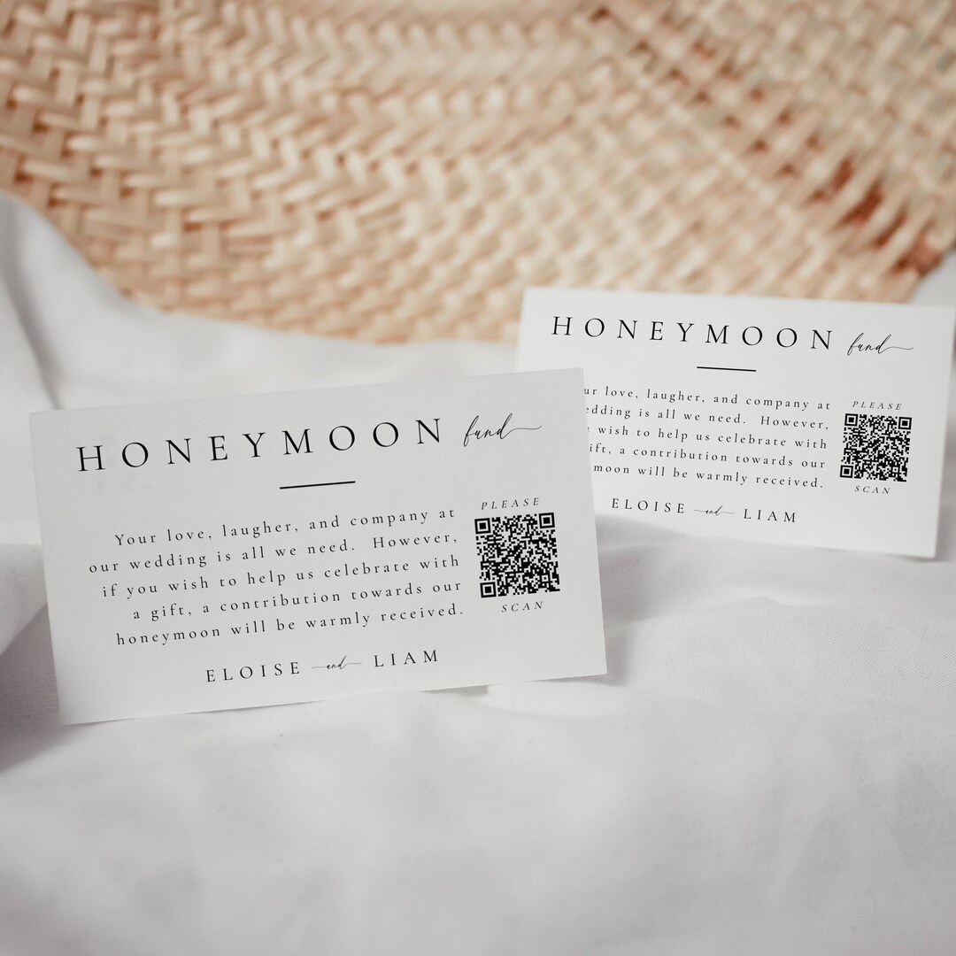 Honeymoon Fund Card With QR Code, Honeymoon Fund Card Insert, Wishing ...