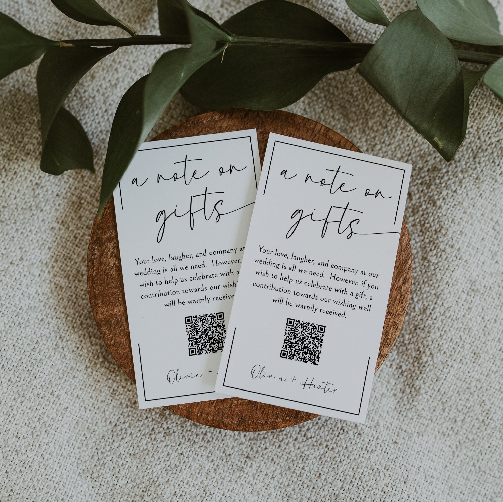 Wedding Note on Gifts, QR Code Gift Registry, Custom Invitation ...