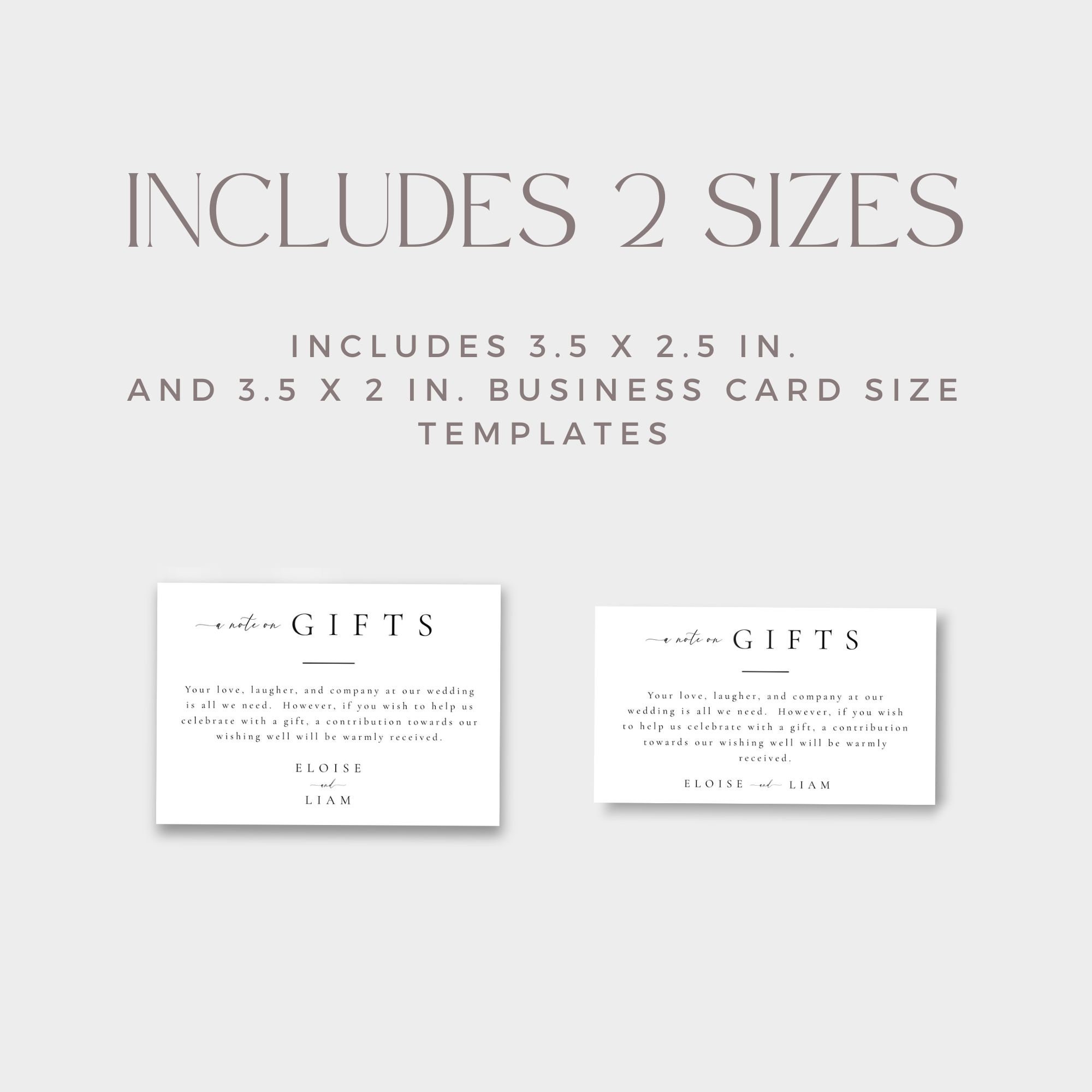 A Note on Gifts Card Template, Wedding Invitation Enclosure Card ...
