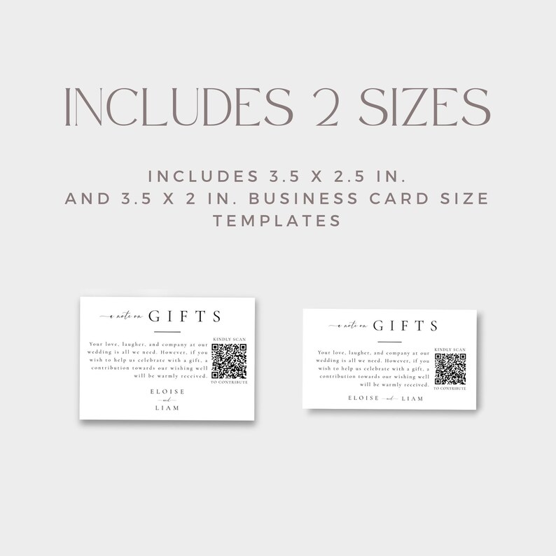 Note on Gifts Card Template, QR Code Registry, Custom Invitation ...
