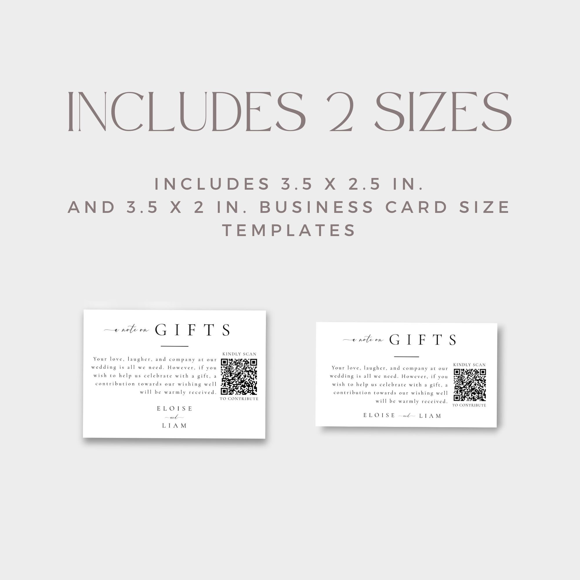 Note on Gifts Card Template, QR Code Registry, Custom Invitation ...