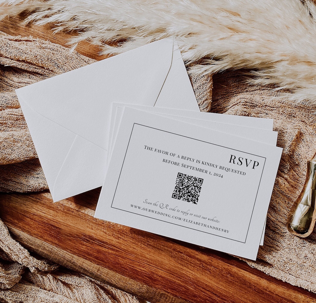 Wedding RSVP Insert QR Code, Invite Acceptance Card, Invitation Reply, Simple Wedding RSVP Card ...