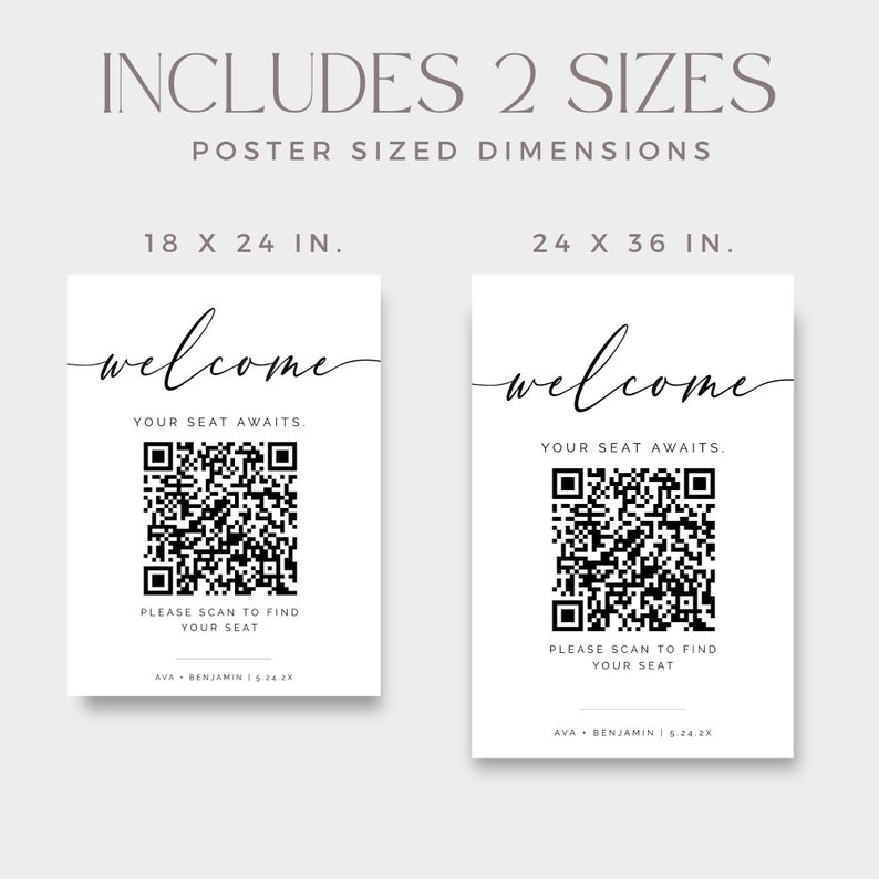 Seating Chart With QR Code, Digital Seating Chart Template, Seating ...