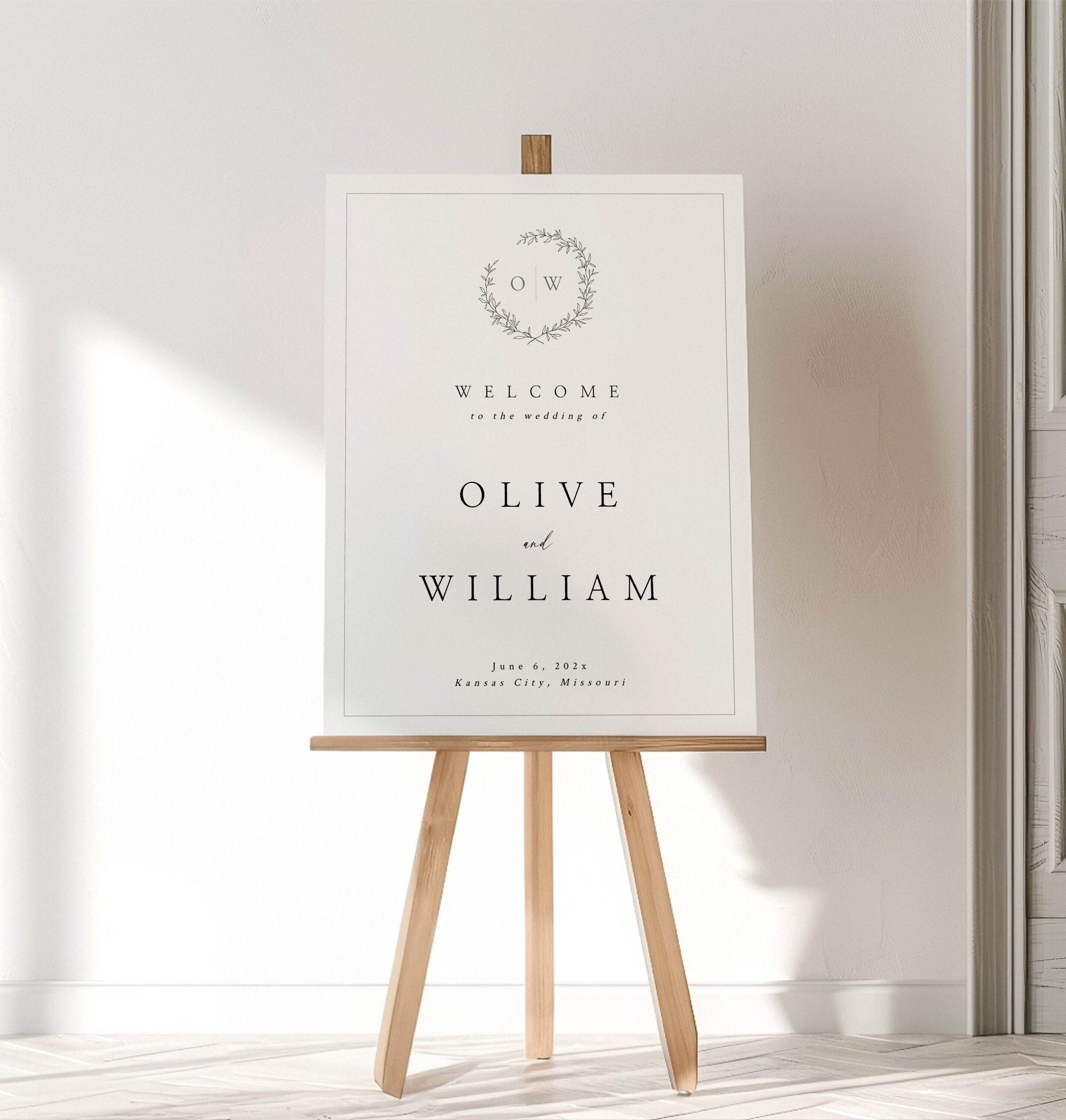 Wedding Crest Welcome Sign, Wedding Welcome Sign With Crest, Monogram ...