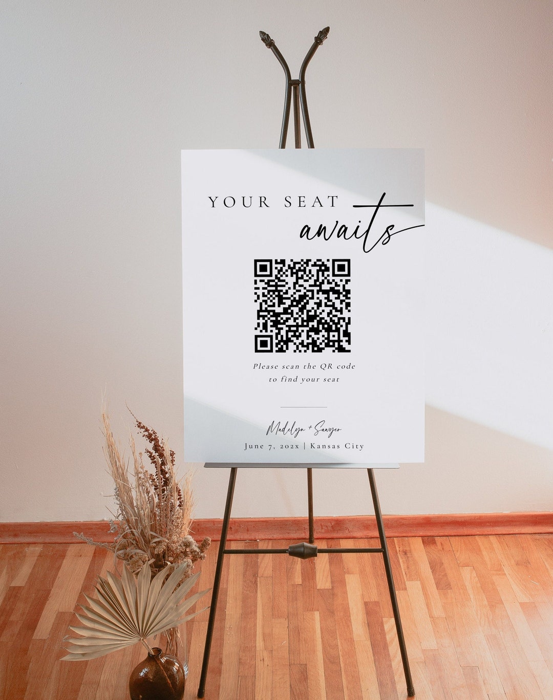 QR Code Sign Seating Chart Template, Digital Seating Plan, Your Seat ...