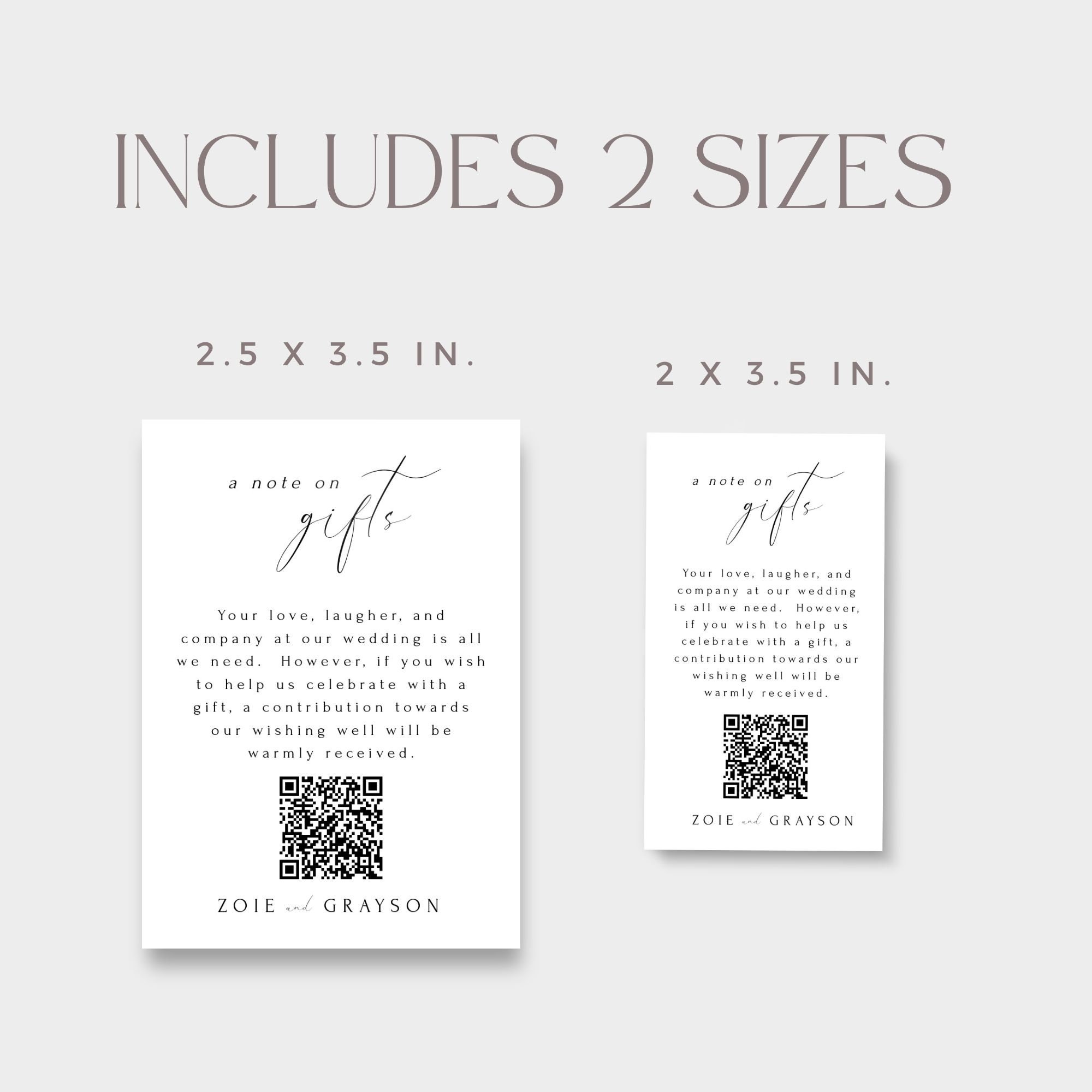 QR Code Gift Registry Card, A Note on Gifts, Modern Bridal Shower ...