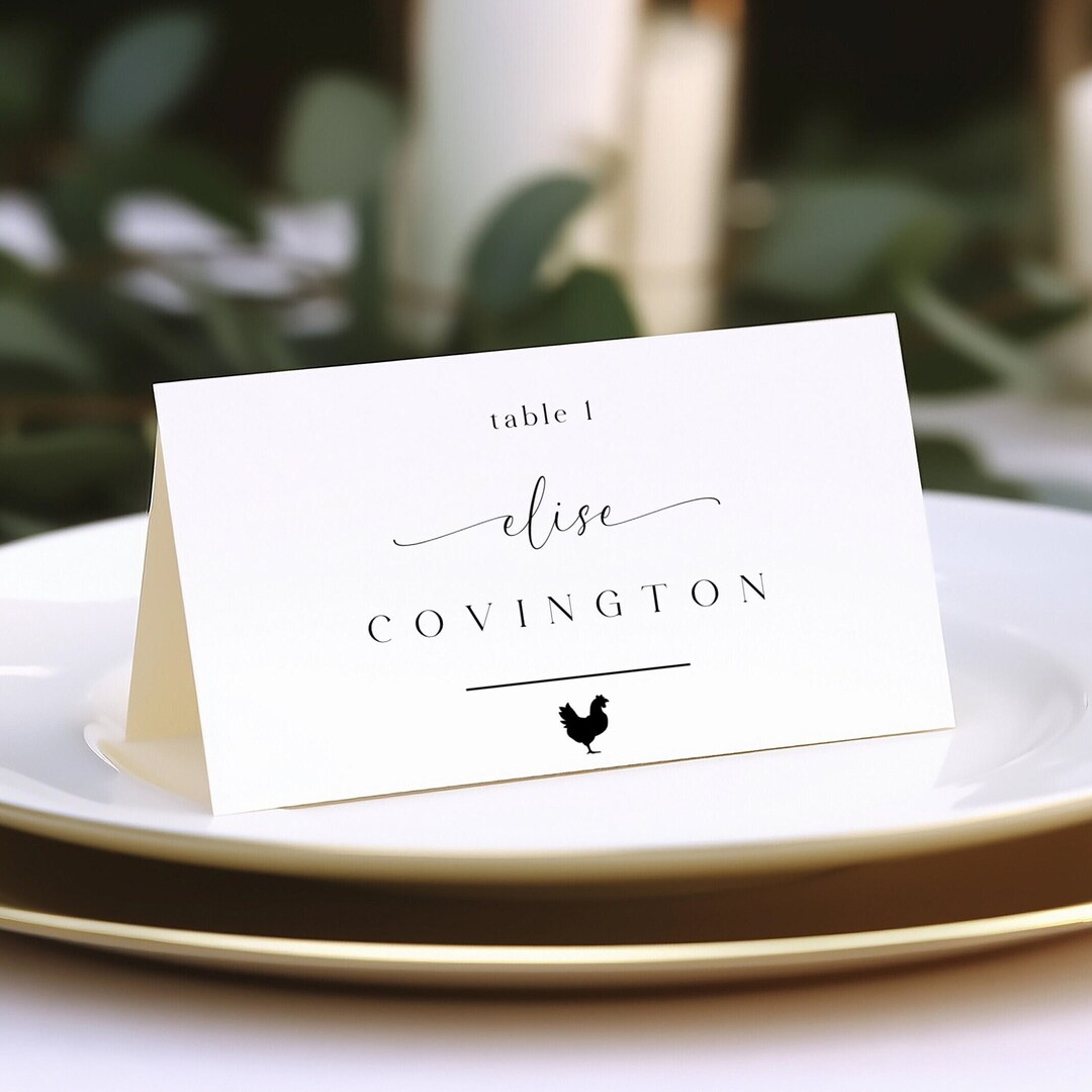 Place Cards With Menu Icon, Wedding Place Card Meal Choice, Modern ...