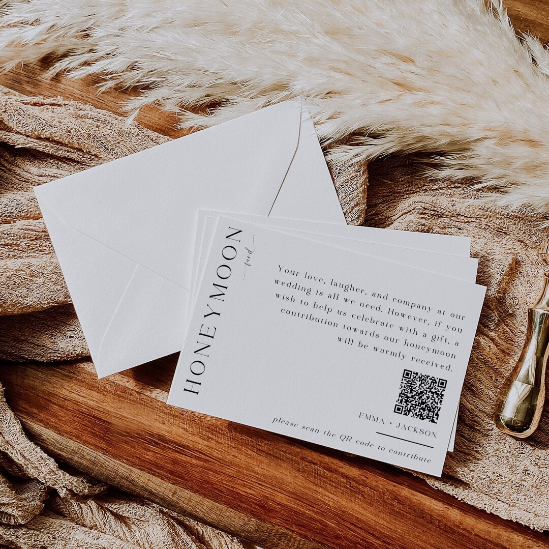 Honeymoon Fund Card With QR Code, Wishing Well Card Template, QR Code ...