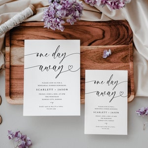 One Day Away Rehearsal Dinner Invitations, Wedding Rehearsal Invite ...