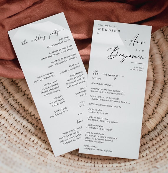 One Page Wedding Program Templates