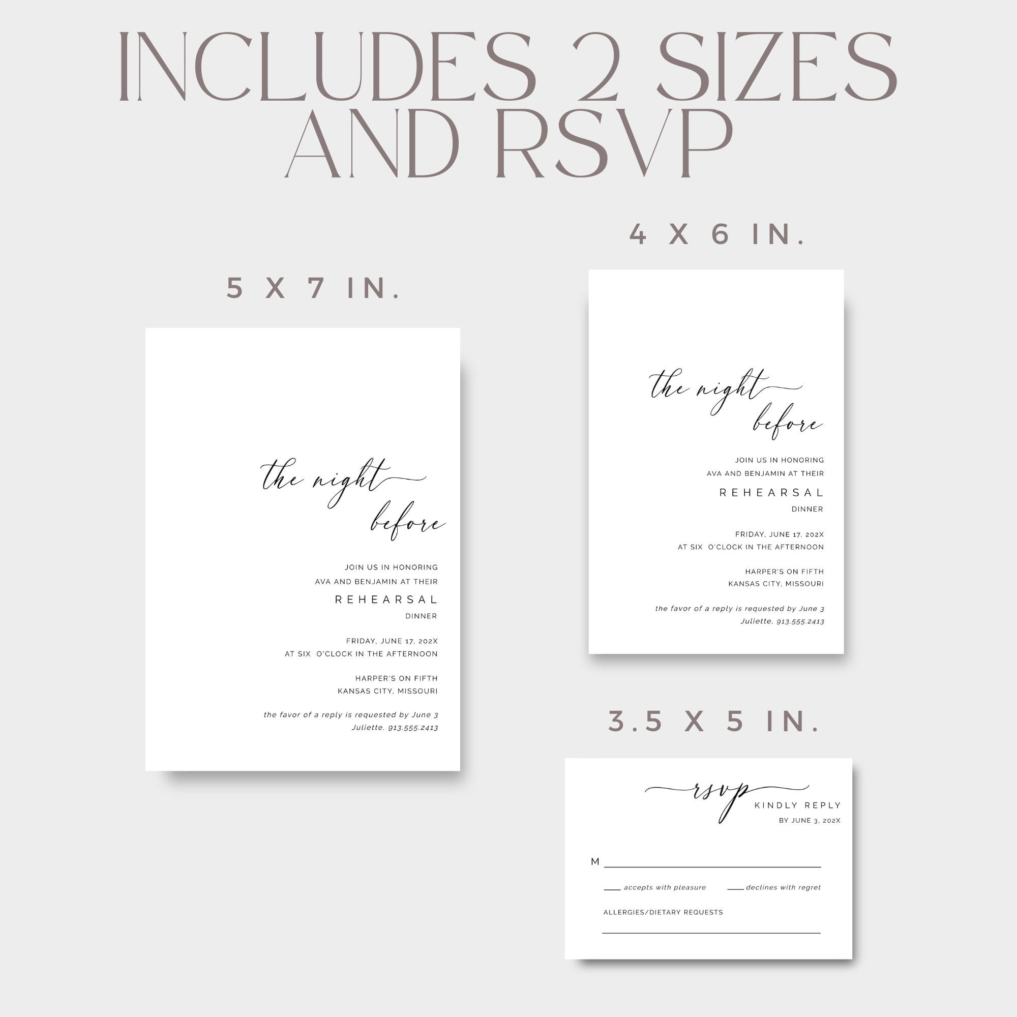Rehearsal Dinner Invitation With RSVP Card, Rehearsal Dinner Invite and ...