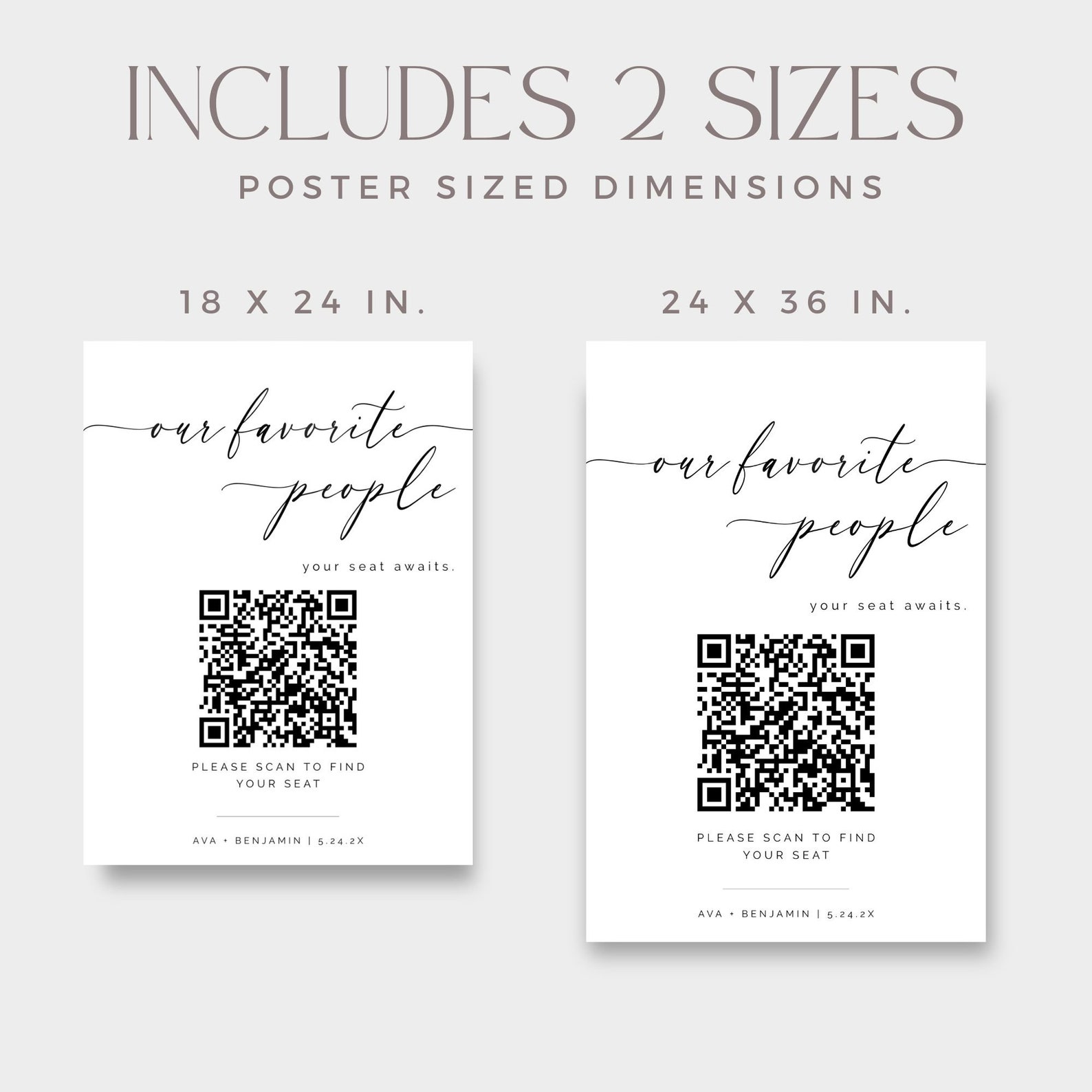 QR Code Wedding Seating Chart, Seating Chart QR Code, Reception Seating ...