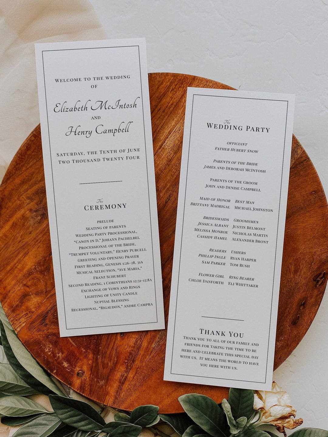 Wedding Program Template One Page, Ceremony Program, Printable Program ...