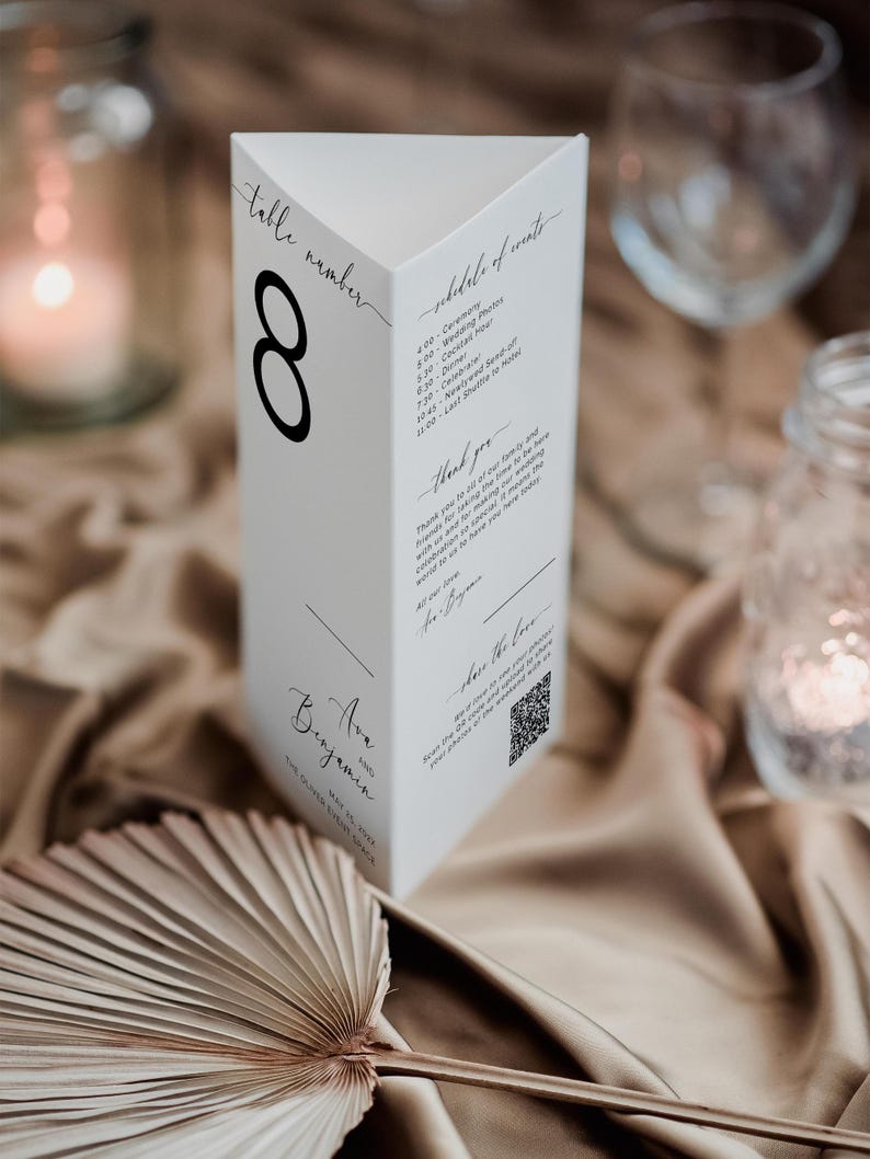 Tri Fold Table Numbers Template, Wedding Table Numbers With QR Code ...