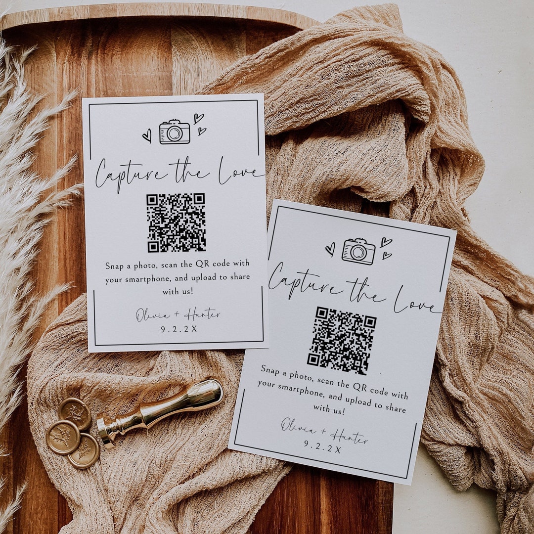 Capture the Love QR Code Wedding Card, QR Code Photo Album, Guest ...