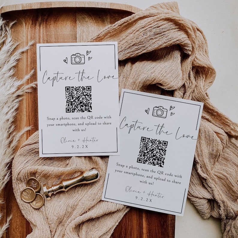 Capture the Love QR Code Wedding Card, QR Code Photo Album, Guest ...