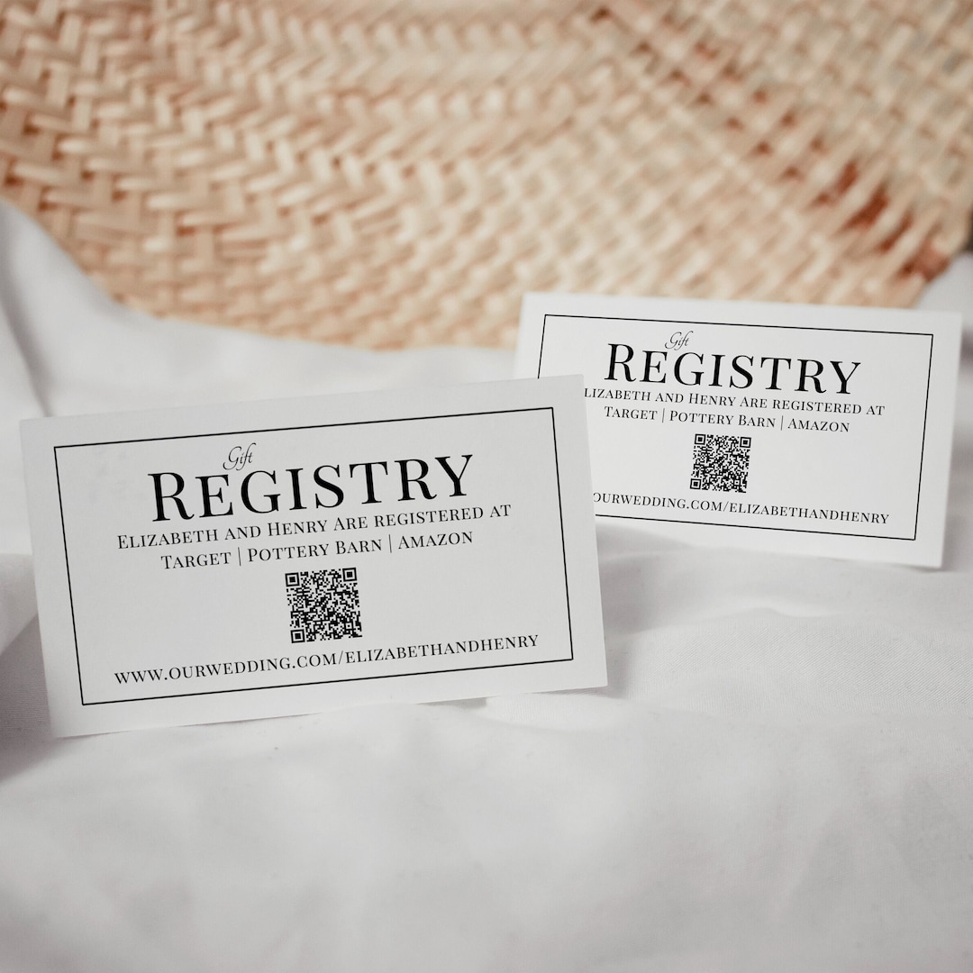 Gift Registry Card Template, Digital Wedding Registry Card, QR Code ...
