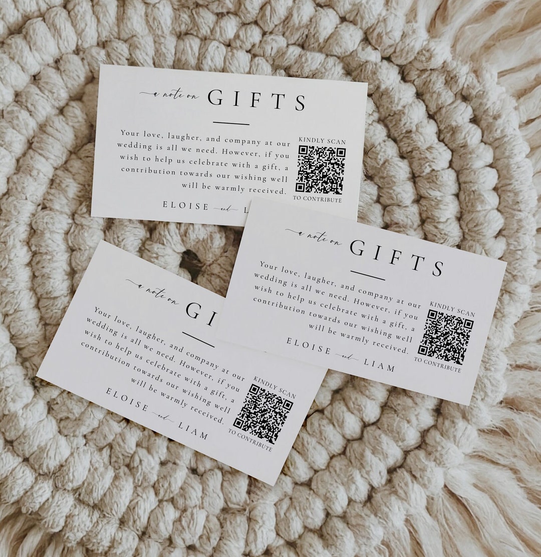 Note on Gifts Card Template, QR Code Registry, Custom Invitation ...