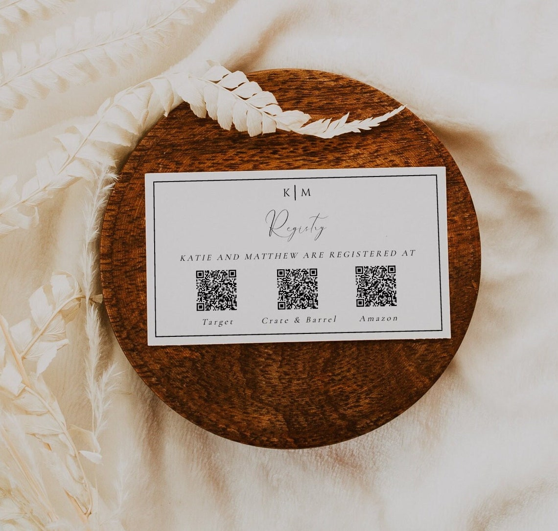 QR Code Gift Registry Card, Digital Wedding Registry Card, Invitation ...