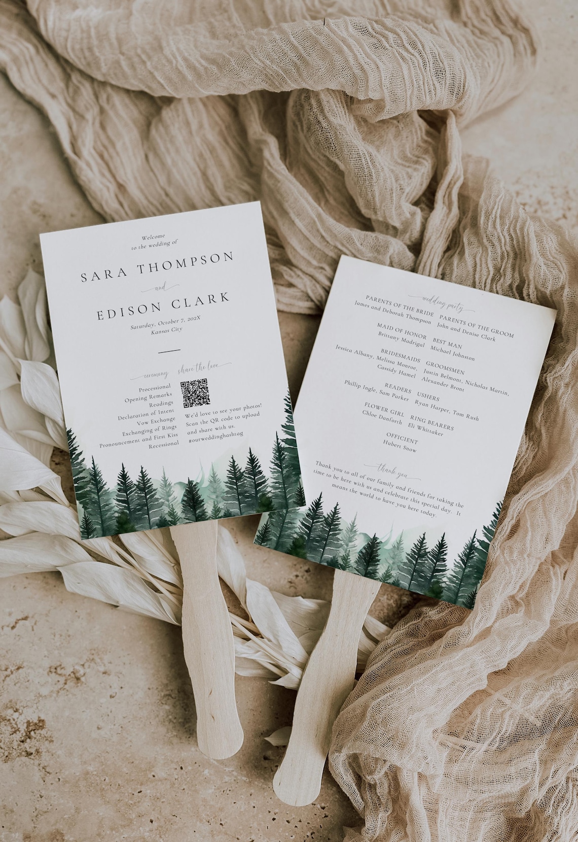 Wedding Program Fans for Guests Template, Ceremony Program With Photo ...