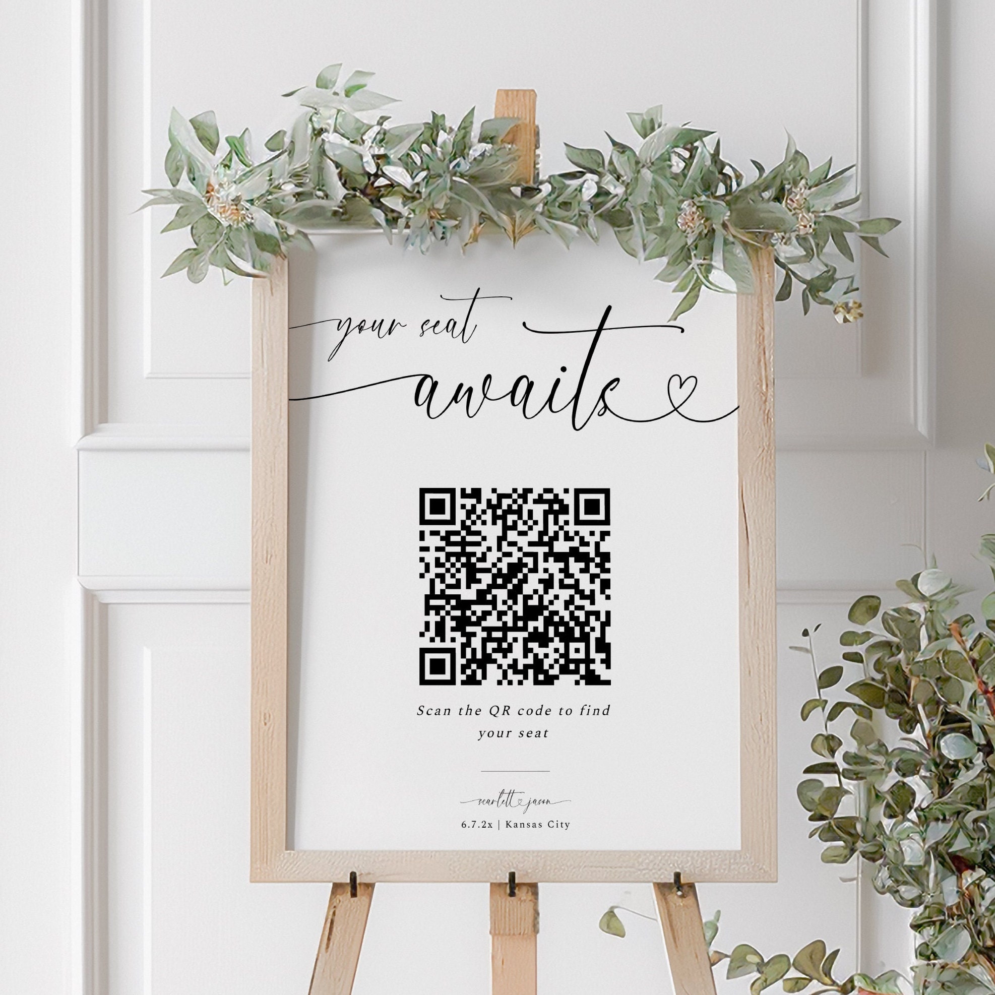 QR Code Wedding Seating Chart, Your Seat Awaits Seating Plan Template ...
